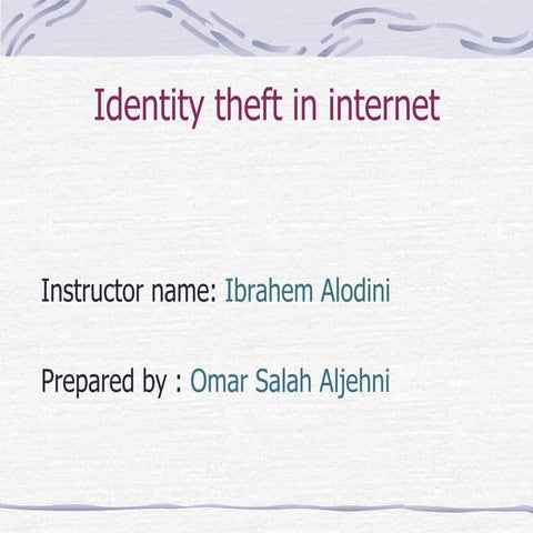 Cyber Crime Identity Theft | PPT