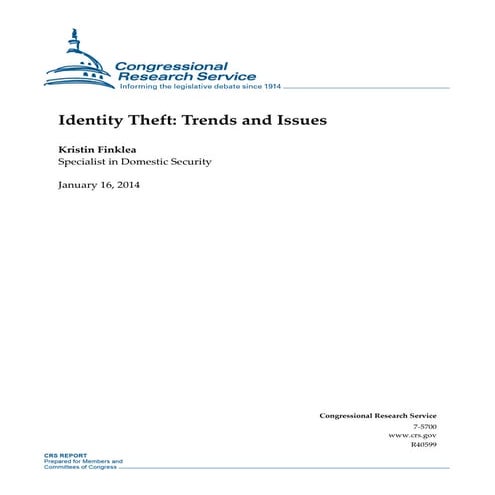 Identity Theft: Trends and Issues January 16, 2014 | PDF