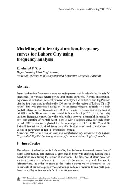 Intensity-Duration-Frequency Curves and Regionalisation | PDF