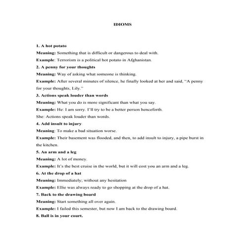 idioms.docx spoken english chunks / pre. | PDF