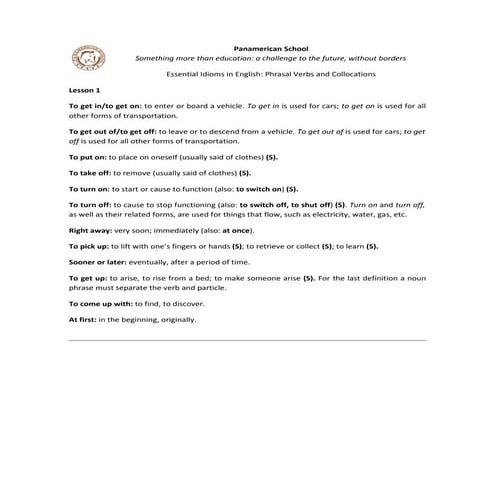 Idioms lessons 1-13 | DOC