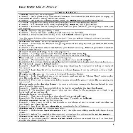 Idioms lessons | PDF