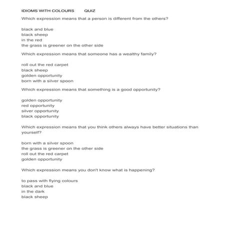 Idioms with colours | PDF