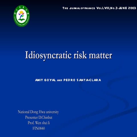 Idiosyncratic risk matter chinbat | PPT