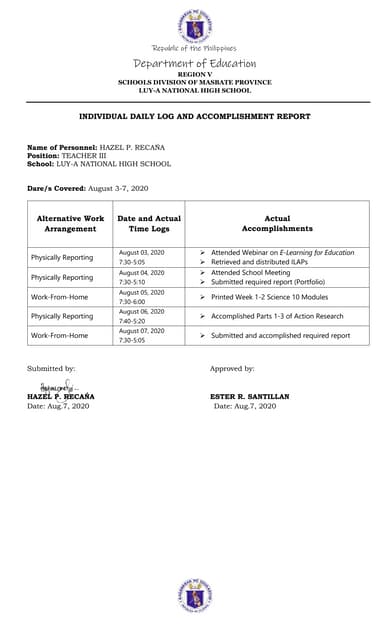 Individual daily-log-and-accomplishment-report-1 | DOCX