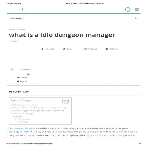 what is a idle dungeon manager | PDF