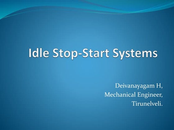 Idle start stop system( i3s) in India Aditya Deshpande | PDF