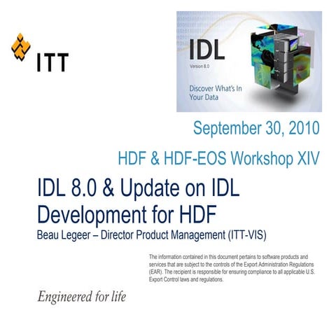 IDL 8.0 & Update on IDL Development for HDF | PPT