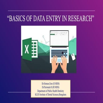 Basic of Data entry in research and Excell sheet in detiles | PPTX