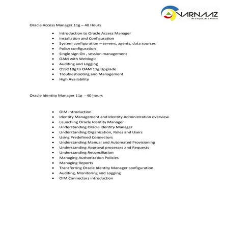 ORACLE IDM Course Content | PDF | Operating Systems | Computer Software and Applications