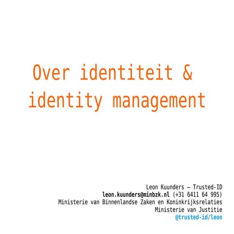 Identiteit en Identity Management | PPT