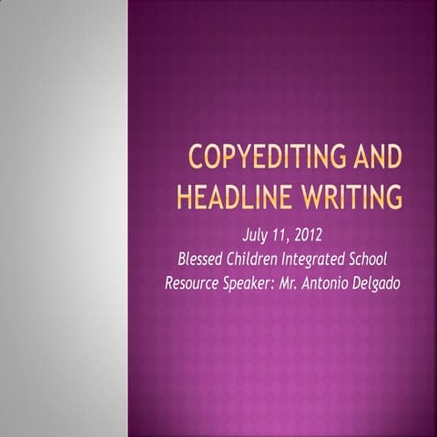 Copyreading and Headline Writing Lesson for Campus Journalism | PPTX