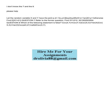 I dont know the 7 and the 8 please help Let the random var.pdf