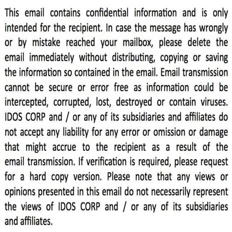 IDOS EMAIL CONFIDENTIALITY & DISCLAIMER NOTICE | PDF