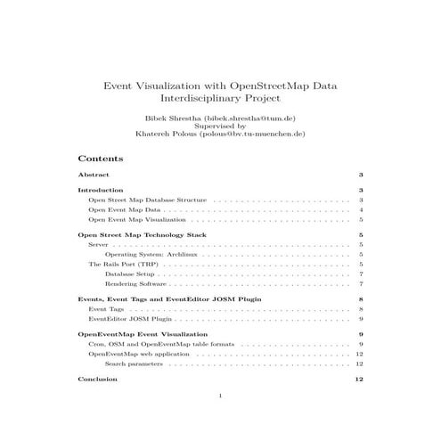 Event Visualization with OpenStreetMap Data, Interdisciplinary Project | PDF | Databases ...