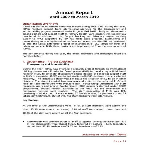 Idpms annual report 10 | PDF