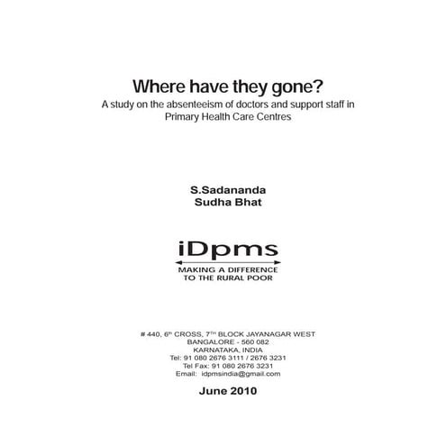 Idpms Absenteeism report | PDF | Healthcare Industry | Industries