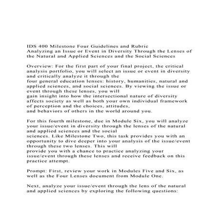 IDS 400 Milestone Four Guidelines and Rubric Analyzing an .docx