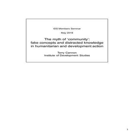 The myth of ‘community’: fake concepts and distracted knowledge in ...