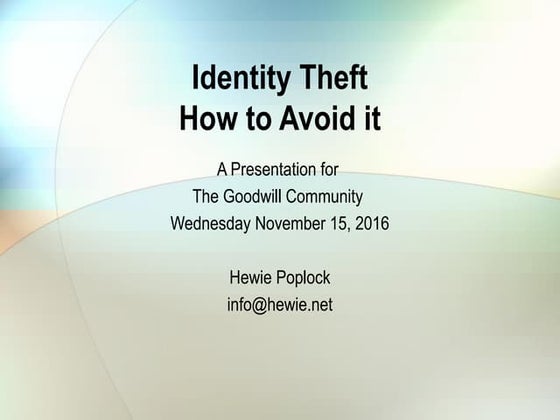 What is Identity (ID) Theft ? | PPT