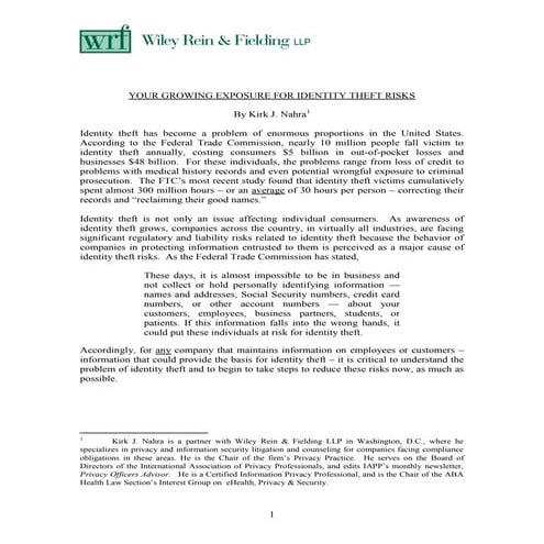 IDT Red Flags White Paper By Wrf | PDF