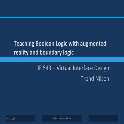 Teaching Boolean Logic With Augmented Reality And Boundary Logic Ppt