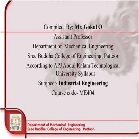 INDUSTRIAL ENGINEERING 2 nd module | PPTX