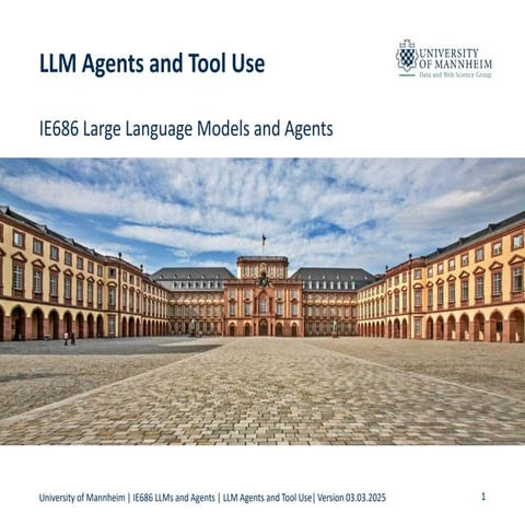 LLM Agents and Tool Use Data and Web Science Group IE686 Large Language ...