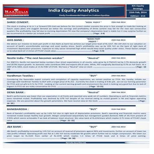 India Equity Analytics Today: Book Profit on Shree Cement and Axis Bank Stock | PDF