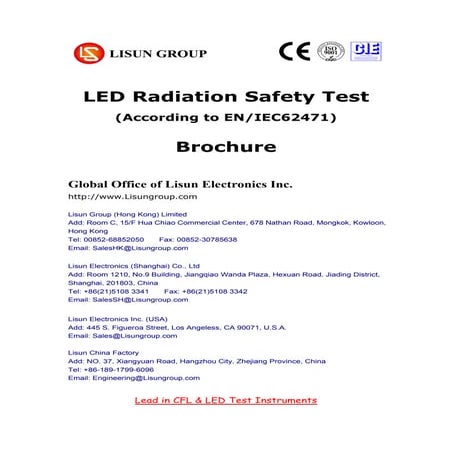 IEC62471 LED Radiation Safety Test | PDF | Eye and Vision Conditions ...