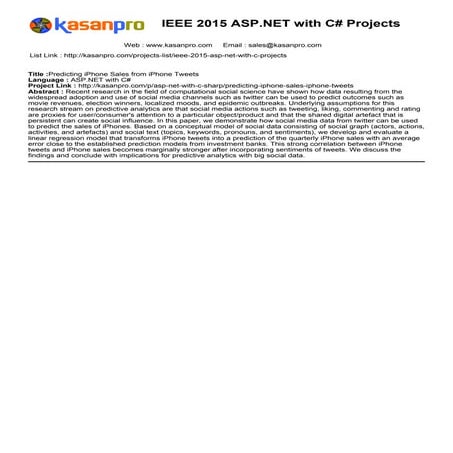 IEEE 2015 ASP.NET with C# Projects | PDF