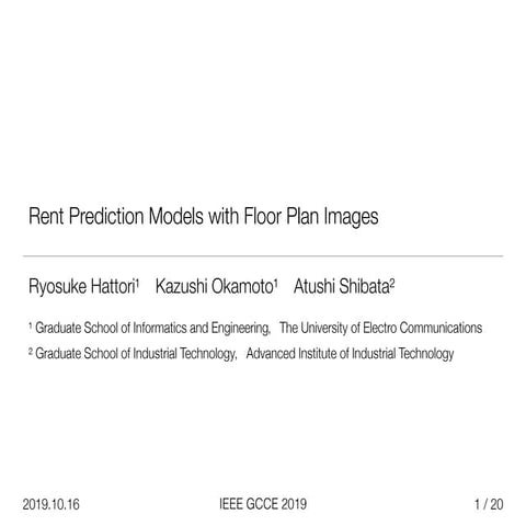 Rent Prediction Models with Floor Plan Images | PPT