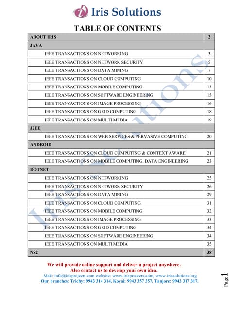IEEE PROJECT TITLES FOR BE, B.TECH, (CSE, IT) ME, M.TECH, MSC, MCA ... IEEE PROJECT TITLES FOR BE, B.TECH, (CSE, IT) ME, M.TECH, MSC, MCA ...