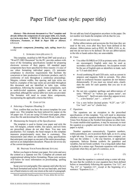 Sample IEEE Paper Format | DOC