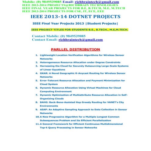 Ieee 2013 2014 Btech Mtech Dotnet Projects Pdf 