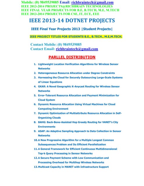 Ieee 2013 dotnet project titles richbraintech | PDF Ieee 2013 dotnet project titles richbraintech | PDF
