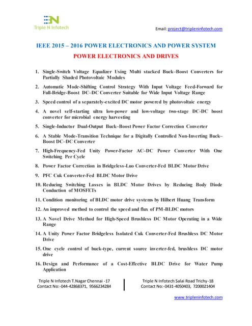 Power electronics ieee 2015 2016 projects list-vel | PDF