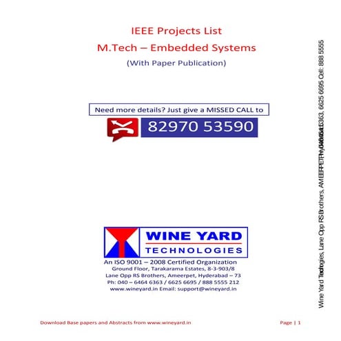 Ieee 2015 Projects For Mtech And Btech Embedded Systems Vlsi Communication Image Processing 