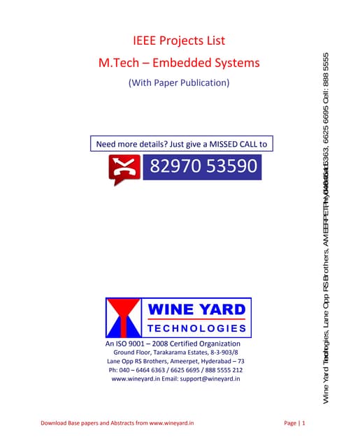 Ieee 2015 Projects For Mtech And Btech Embedded Systems Vlsi Communication Image Processing