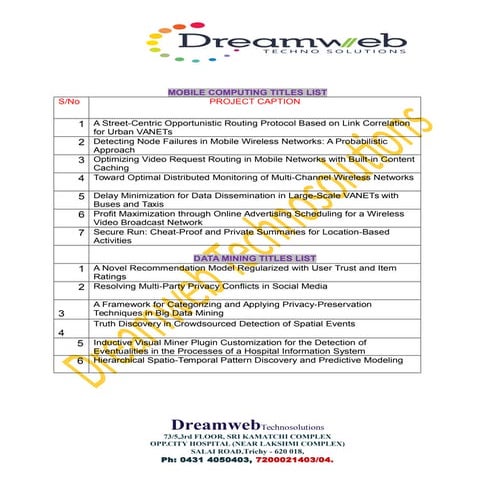 Ieee 2016 m.e m.tech project titles for cse- it | PDF