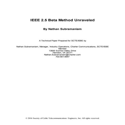 IEEE 2 5 Beta Bethod Unraveled - A Technical Paper Prepared for SCTE ...
