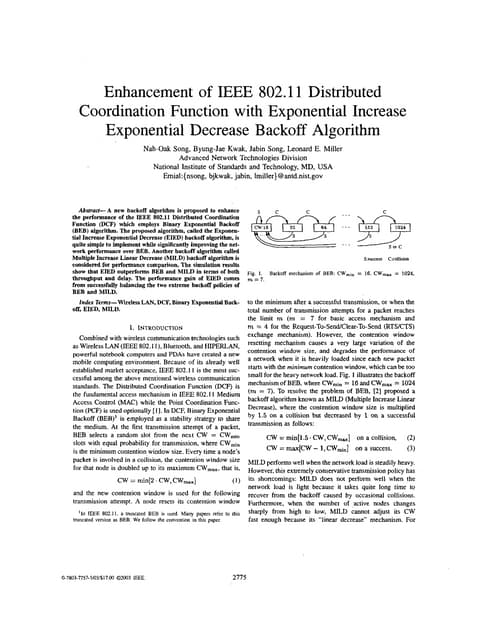 Ieee 80211 Distributed Coordination Function With Exponential Increase