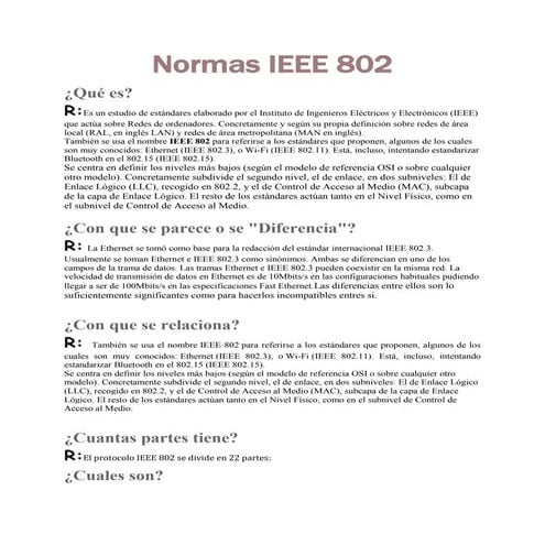 Norma IEEE-802 en la interfaz de redes alambricas | PDF