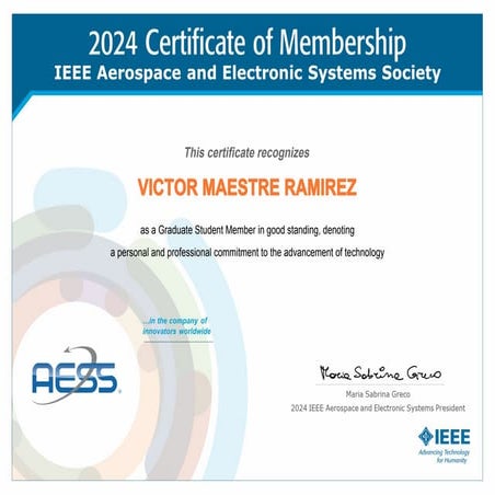 IEEE Aerospace and Electronic Systems Society as a Graduate Student ...