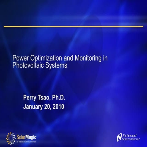 Power Optimization and Monitoring in Photovoltaic Systems | PPT