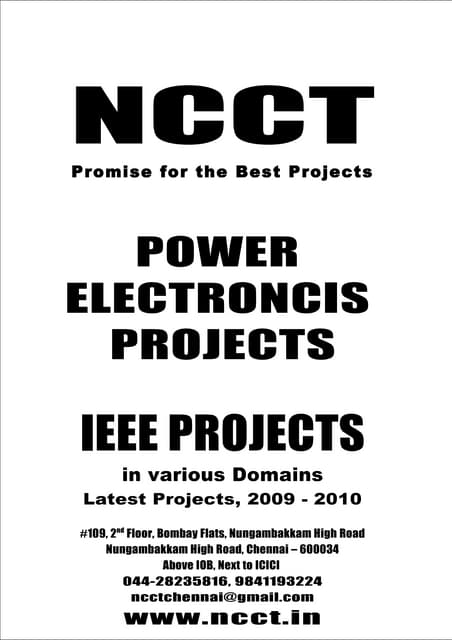 Ieee Power Electronics Ieee Project Titles 2009 2010 Ncct Final Year