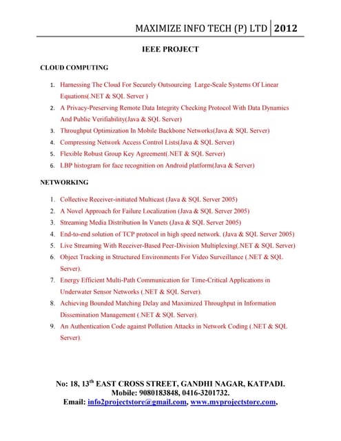 Ieee 2013 projects download | PDF