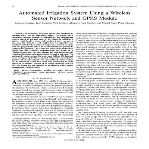 Ieeepro Techno Solutions 2013 Ieee Embedded Project Automated Irrigation System Using A Wsn Pdf
