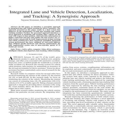 Ieeepro techno solutions 2013 ieee embedded project - integrated lane and vehicle detection ...