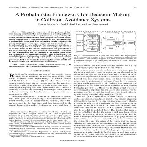 Ieeepro techno solutions 2013 ieee embedded project decision making in collision avoidance ...